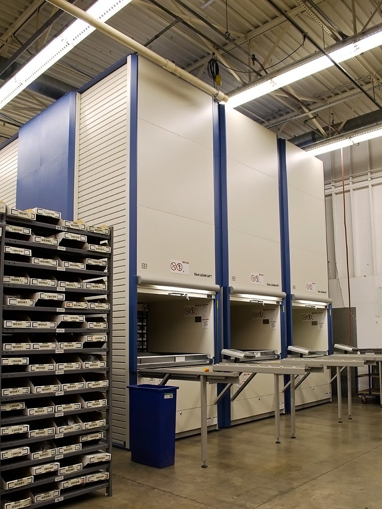 Vertical Lift for Warehouse Organization Lean Lift | Patterson Pope